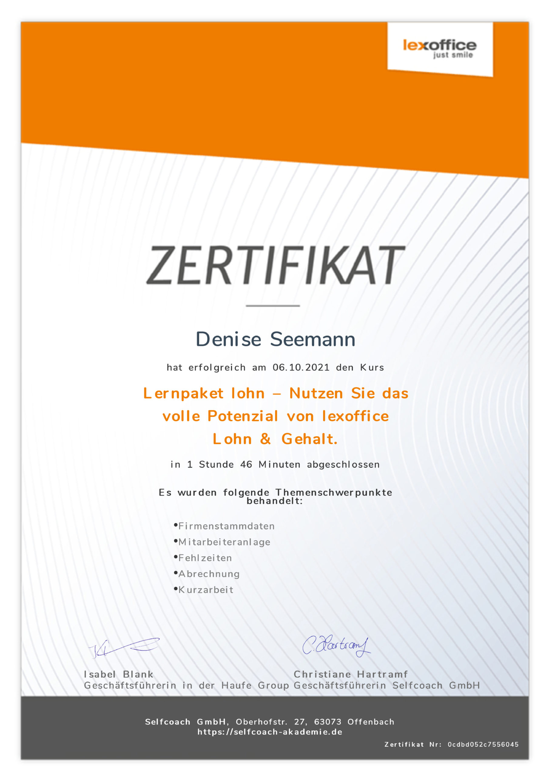 Qualifizierung – Finanzcoaching Denise Seemann